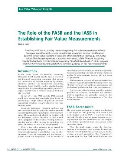 The Role Of The FASB And The IASB In Establishing Fair Value