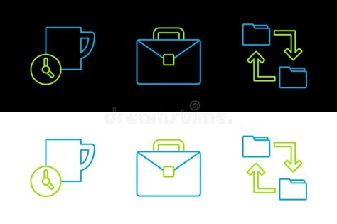 set line cloud storage document folder time management and briefcase