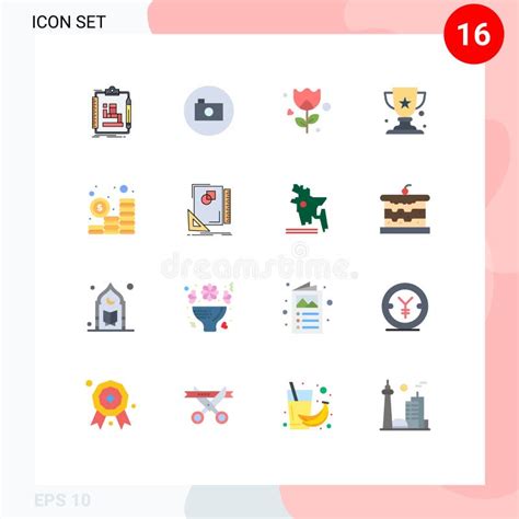16 Creative Icons Modern Signs And Symbols Of Money Budget Multimedia Winner Award Stock