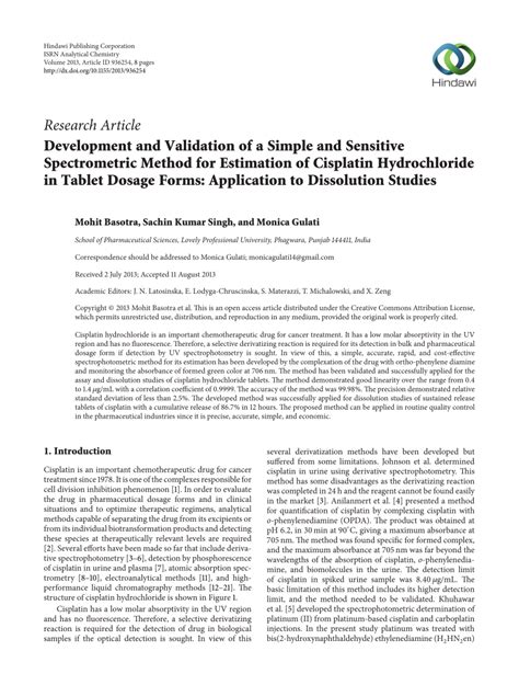 Pdf Development And Validation Of A Simple And Sensitive Spectrometric Method For Estimation