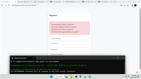 Fail To Login Or Registervalidation Not Passing · Codeigniter4 Shield
