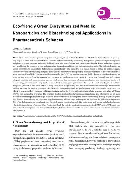 Plant Based Green Synthesis Of Nano Particles Using Environment Favorable Techniques And Potential