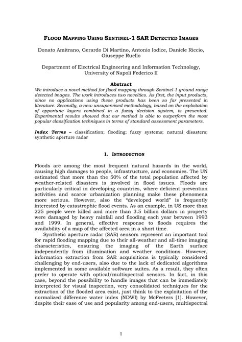 Pdf Flood Mapping Using Sentinel 1 Sar Detected Images
