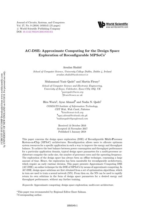 Pdf Ac Dse Approximate Computing For The Design Space Exploration Of