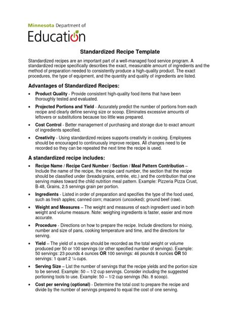 Standardized Recipe Template 057472 Pdf Grain Unit Troy Weight