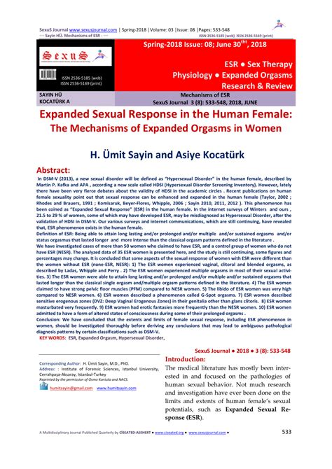 PDF Sayin HÜ Mechanisms of ESR ESR Sex Therapy Physiology Expanded Orgasms
