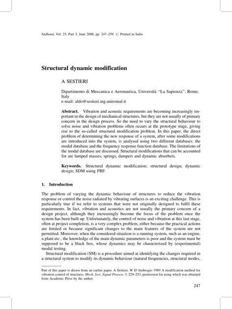 Pdf Structural Dynamic Modification