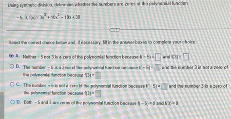 solved using synthetic division determine whether the
