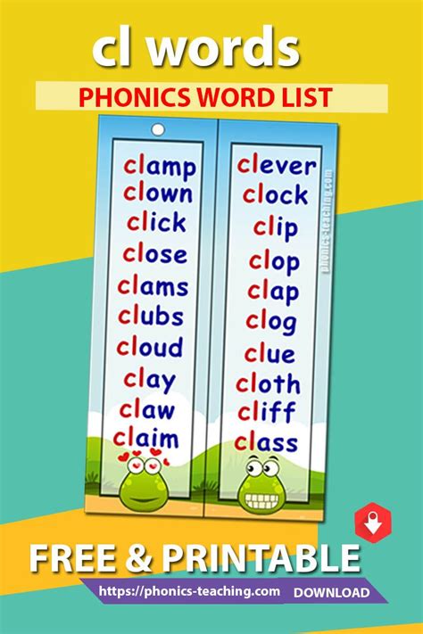 cl words - Consonant Blend Word List for the cl sound with pictures ...