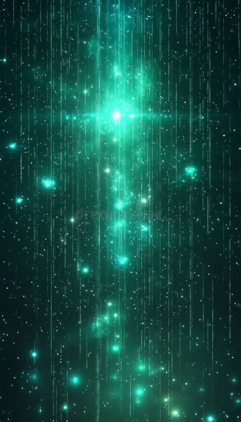 Green Digital Binary Data Stream Background With Futuristic