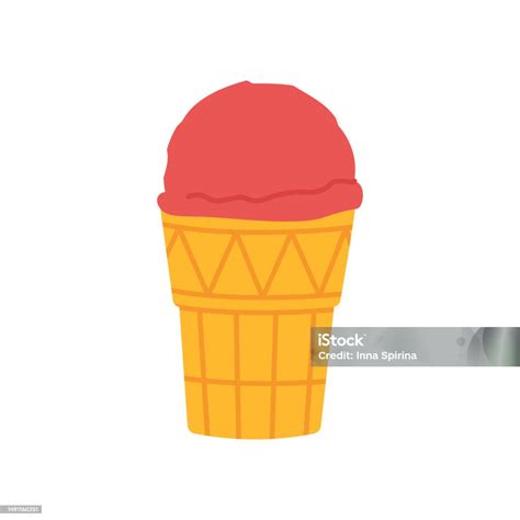 와플 콘 벡터 그림에 다채로운 아이스크림 컬러 미니멀리즘 여름 일러스트레이션 과일에 대한 스톡 벡터 아트 및 기타 이미지 과일 귀여운 냉동된 Istock