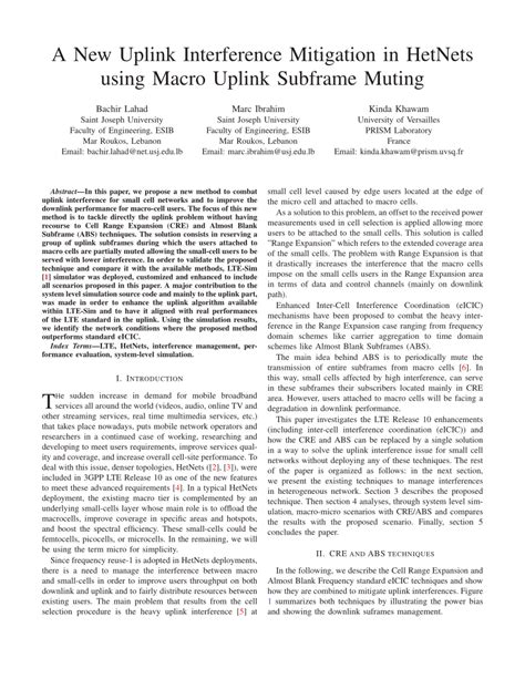 Pdf A New Uplink Interference Mitigation In Hetnets Using Macro Uplink Subframe Muting