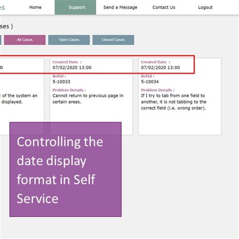 controlling the date display format in self service sage crm hints