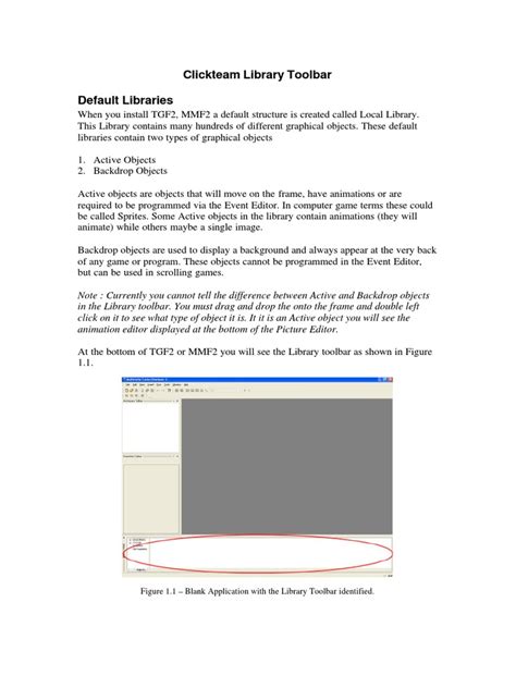 Clickteam Library Toolbar Default Libraries Figure 11 Blank Application With The Library