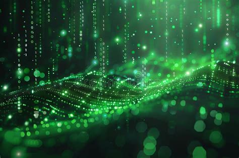 Depicting A Abstract Green Digital Background With Binary Code