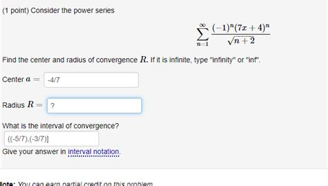 Solved Power Series Problem Previous Problem Problem Chegg Com