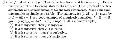 solved 1 let f a b and g b c be functions and let