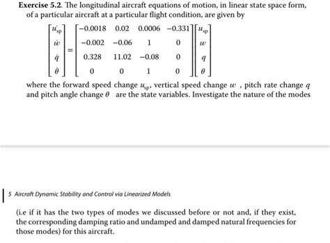 solved exercise 5 2 the longitudinal aircraft equations of