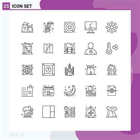 Set Of 25 Modern Ui Icons Symbols Signs For Server Pc Germs Imac Monitor Editable Vector Design