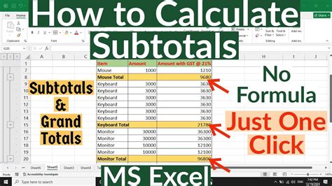 How To Use Subtotal In Excel How To Create Subtotal In Ms Excel Subtotal In Ms Excel