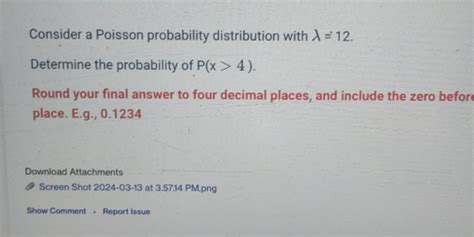 Consider A Poisson Probability Distribution StudyX