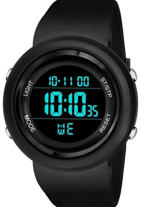 Buy Black Digital Sport Silicone Watch Multifunction Date Time Alarm Led Display Light Day
