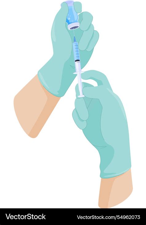 Medical Staff Prepares Vaccine By Drawing Vector Image