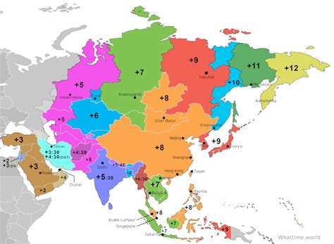 Current Time And Time Zones In Asia