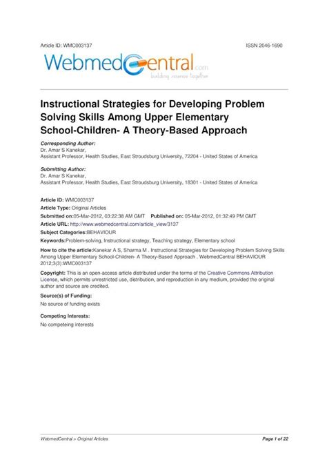 Pdf Instructional Strategies For Developing Problem Solving Skills Dokumentips