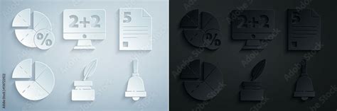 Poster Set Feather And Inkwell Test Or Exam Sheet Graph Schedule Chart Diagram Ringing