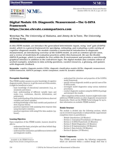 Pdf Digital Module 05 Diagnostic Measurement The G Dina Framework Ncme Elevate