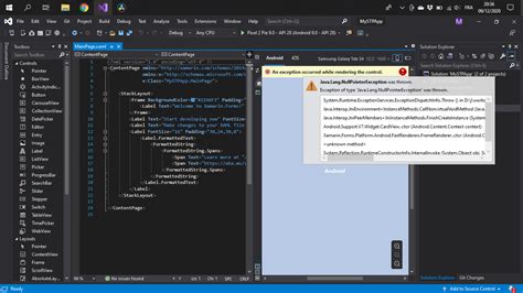 problème Java Lang nullpointerexception xamarin xamarin forms par Markiz page