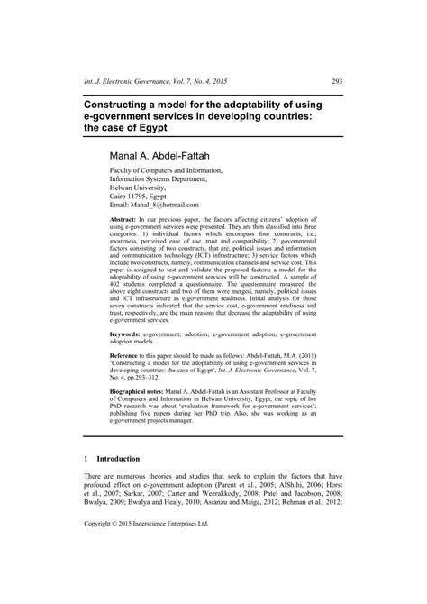 Pdf Constructing A Model For The Adoptability Of Using E Government