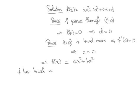 SOLVED Determine the values of constants a b c and d so that ƒ x ax3 bx2 cx d has a