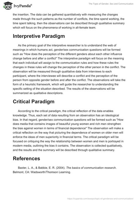 Topic Of Gender Sex And Communication 655 Words Essay Example