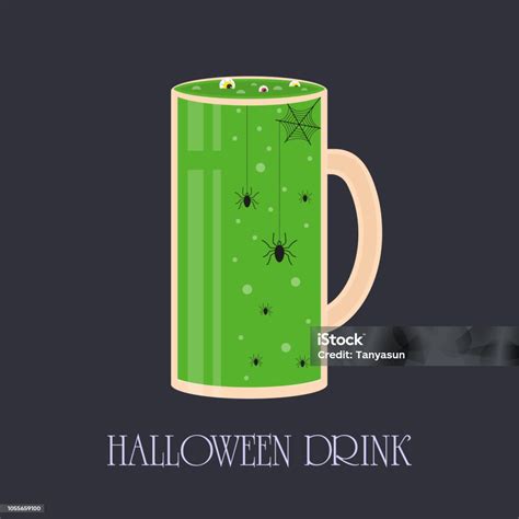 할로윈 칵테일 아이콘 눈알 거미 벌레 거품 및 기타 소 름 기호와 짜증 음료의 집합입니다 10월에 대한 스톡 벡터 아트 및 기타 이미지 Istock