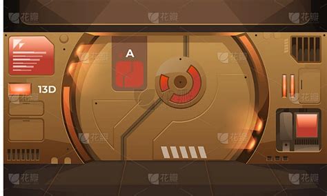 滑动的黄色飞船关闭了门。游戏和移动应用的背景。矢量动画背景素材 花瓣网