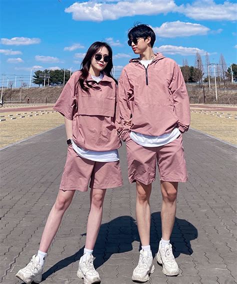 Set가격8컬러 커플아노락 오버핏 반집업 아노락 후드 반팔 트레이닝복 트레이닝 세트 셋업 아노락세트 커플룩 시밀러룩 운동복