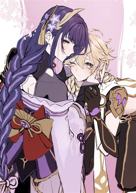 Raiden Shogun And Aether Genshin Impact Drawn By Sonomi Danbooru