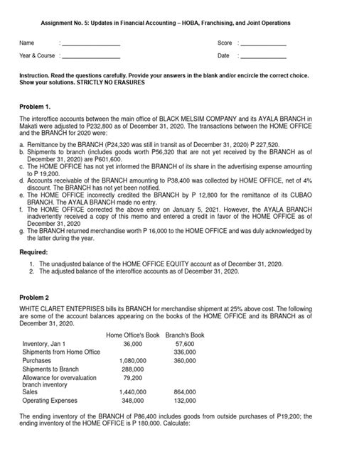 assignment no 5 hoba franchising joint arrangements pdf