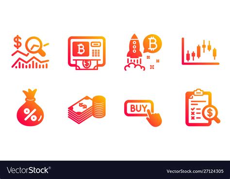 Loan Buy Button And Bitcoin Project Icons Set Vector Image