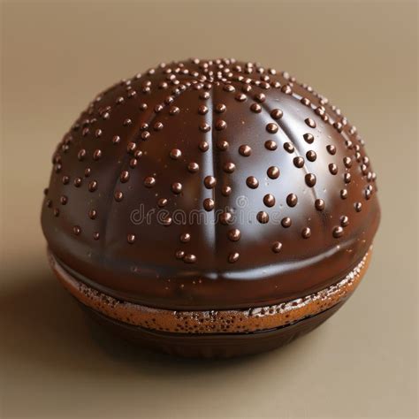 Chocolate Dome Dessert With A Textured Surface On A Neutral Backdrop Stock Image Image Of