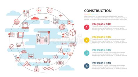 Construction Concept For Infographic Template Banner With Four Point List Information Stock