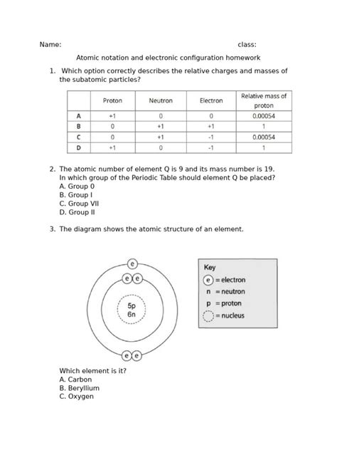 Atomic Notation And Elect Config Hw Pdf