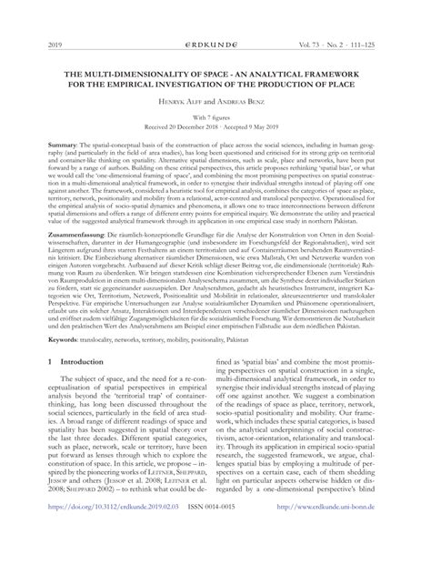 Pdf The Multi Dimensionality Of Space An Analytical Framework For The Empirical