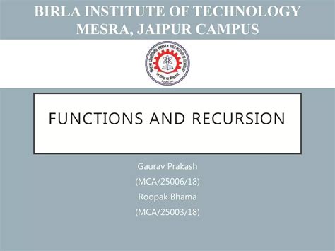 Function And Recursion Ppt