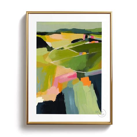 Green Abstract Landscape Print Coastal Wall Art Digital Download Etsy