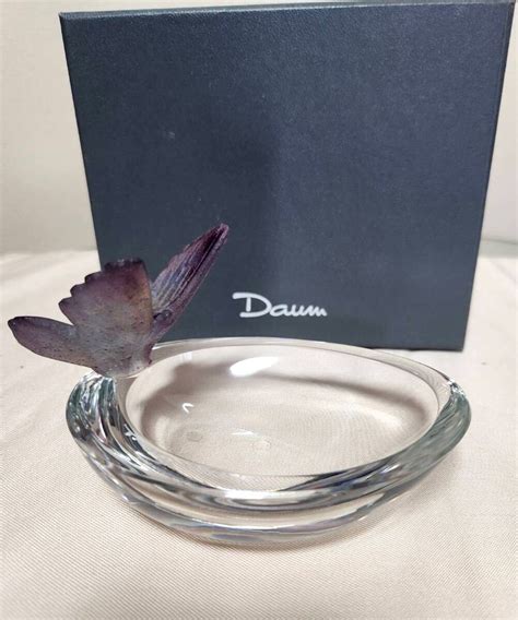 Daum Crystal ドーム クリスタル パピヨン トレイ 展示歴有り パート ド クリスタル バタフライ 蝶 置物、オブジェ
