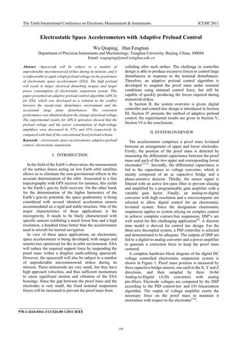 Pdf Electrostatic Space Accelerometers With Adaptive Preload Control