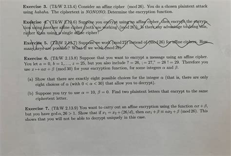 solved exercise 3 tandw 2 13 4 consider an affine cipher